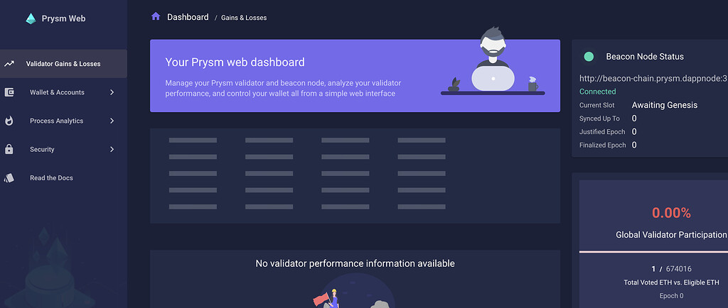Prysm Web UI with DAppNode - ETH2.0 validator - DAppNode