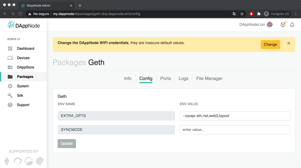 How to add extra flags to Geth? - FAQs - DAppNode