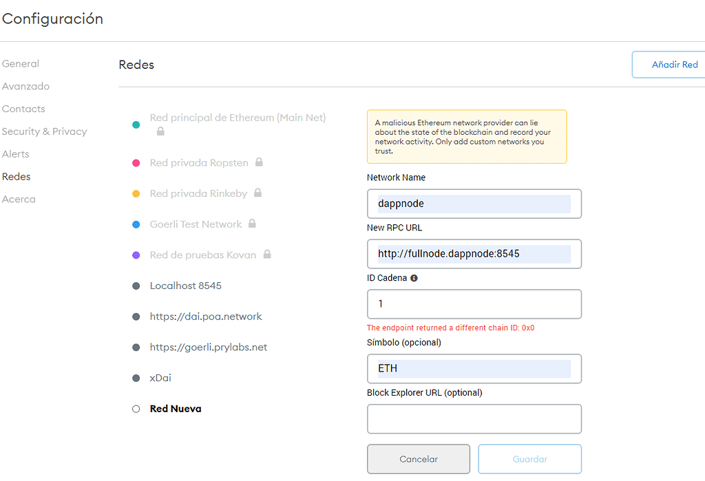 Issue: Connecting metamask to dappnode - [Discontinued - use Discord] Technical Support - DAppNode